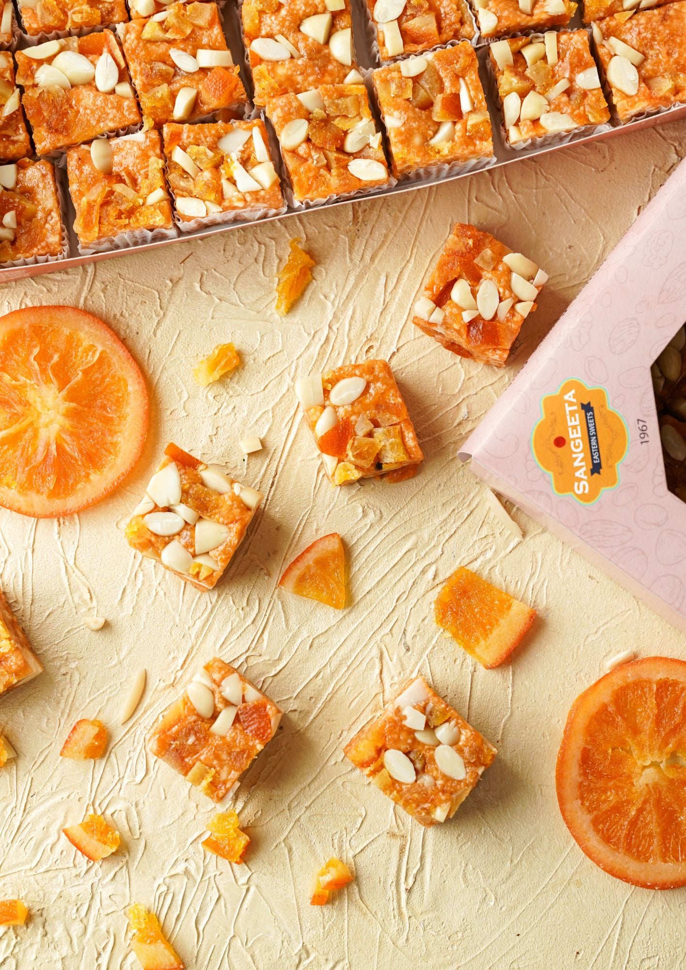 Orange Squares - 150gm 6 Pieces – sangeetasweets